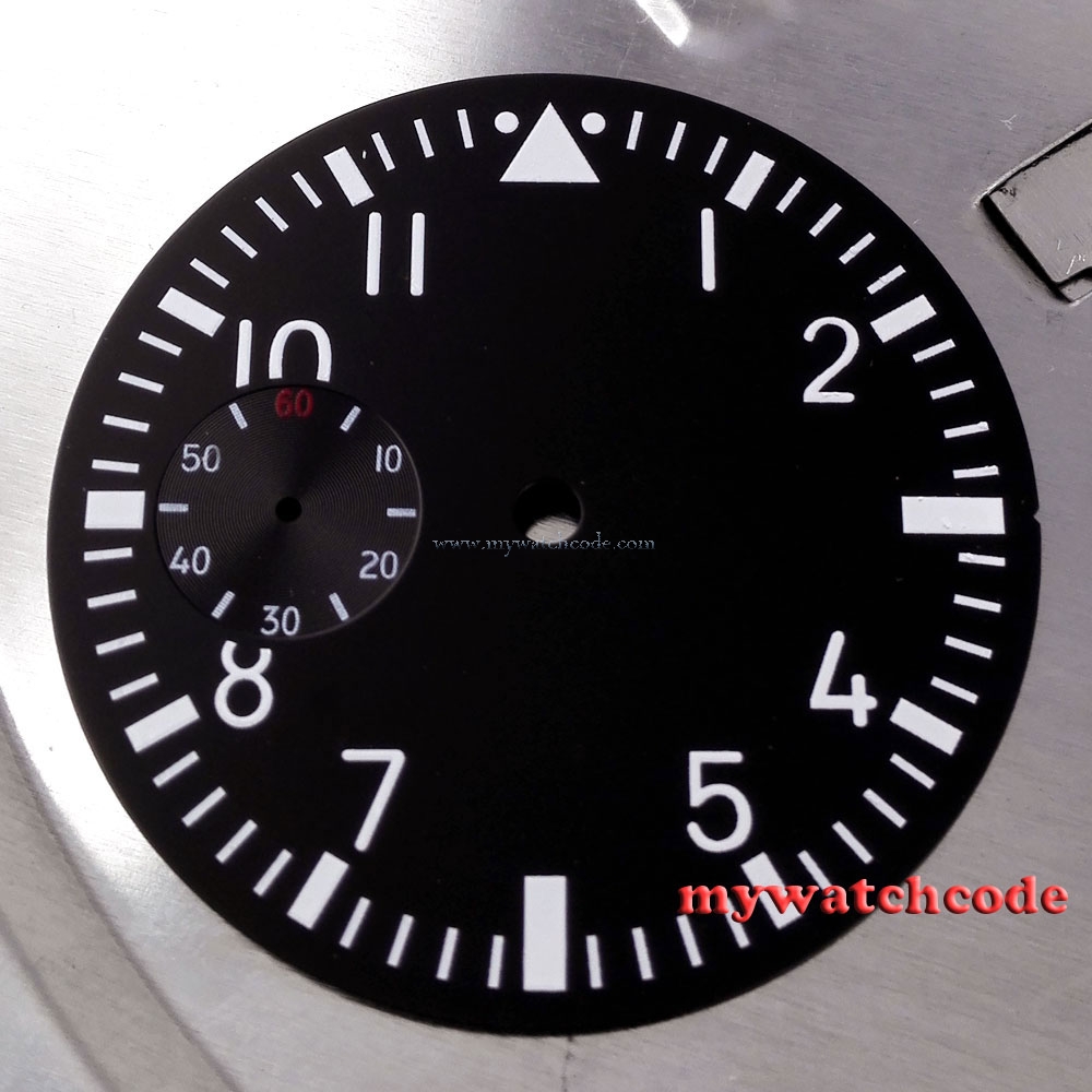 38.9mm black dial fit 6497 ST movement Watch Case Luminous marks D01 ...