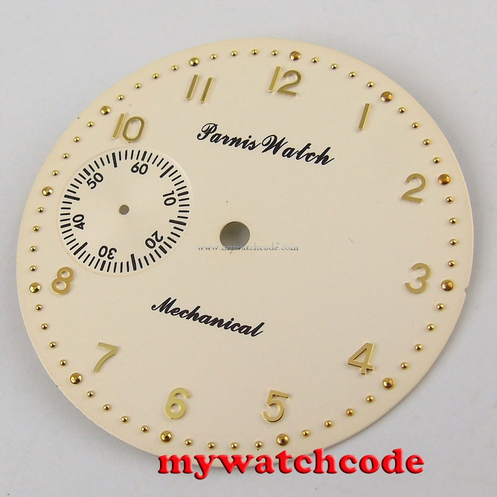 38.9mm cream-colored dial fit 6497 movement Watch Case Luminous marks ...