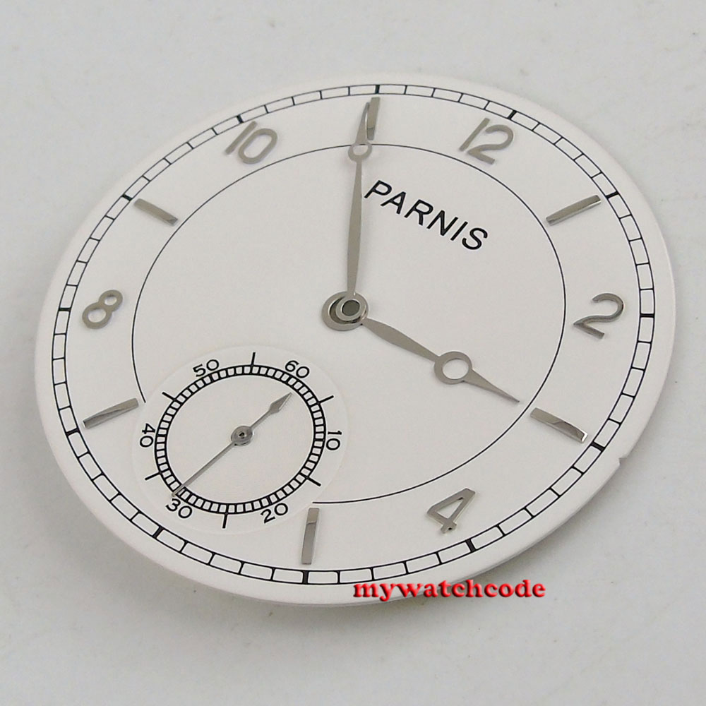 38.9mm white dial dial blue hands fit ETA 6498 mens watch D126 (Dial ...