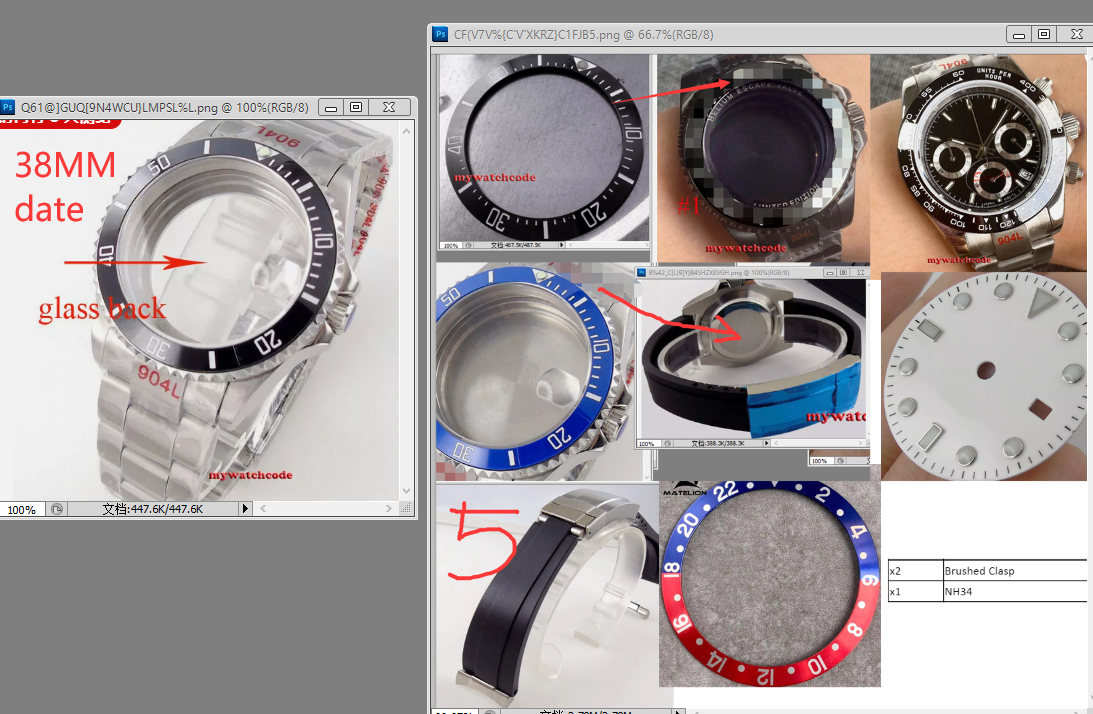 Special order for 16 watches 4 bezel inserts