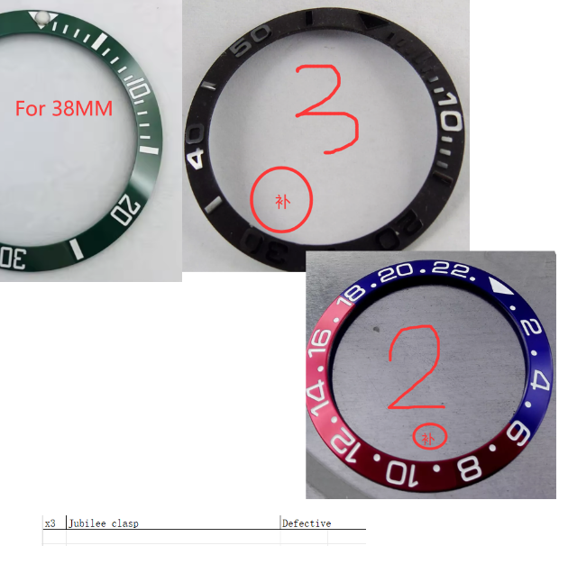 Special order for 16 watches 4 bezel inserts