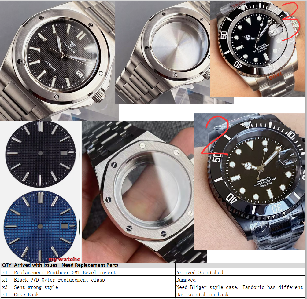 Special order for 16 watches 4 bezel inserts