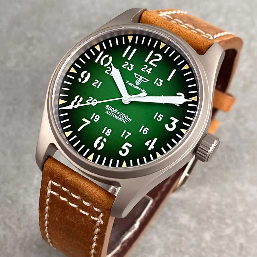 39mm Pilot Watch Titanium Case NH35/PT5000 Automatic Movement Mens ...